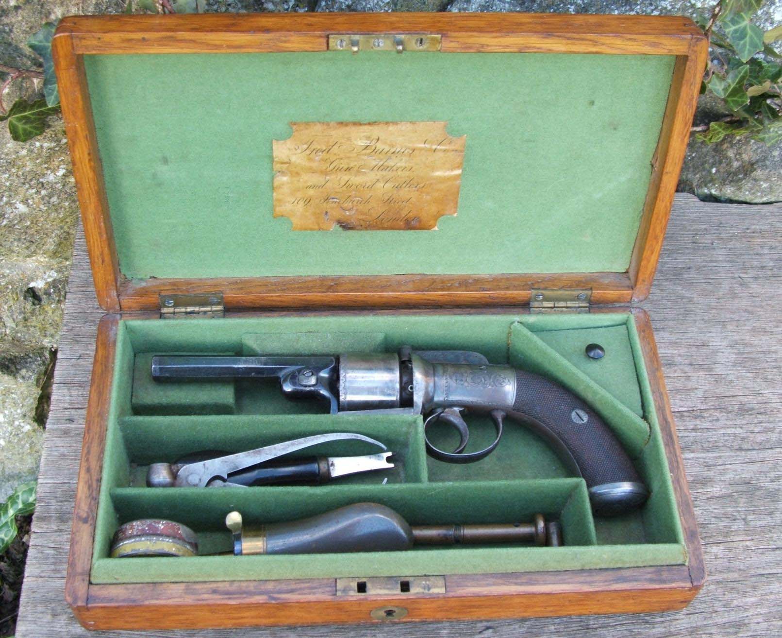 By Sword and Musket » Cased English Transitional Percussion Revolver ...